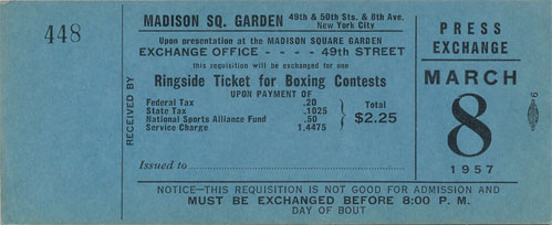 PHILLY BOXING HISTORY - Boxing Tickets - 1950s